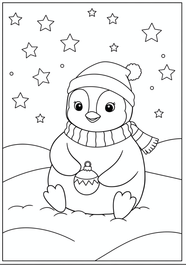 22 Cute Christmas Animals to Color for Kids (Free Printables) - Kitty ...